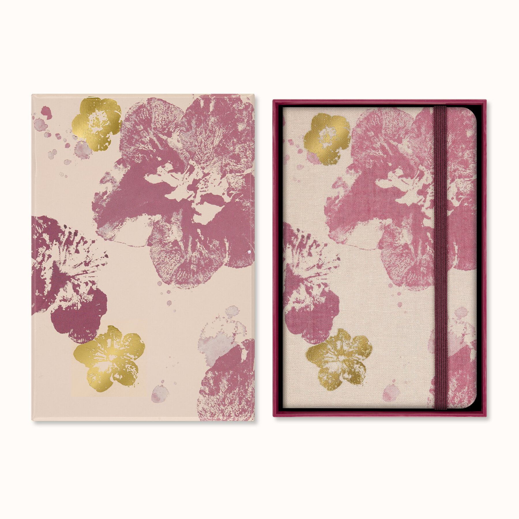 Sakura Notebook Pocket, Ruled, Fabric Hard Cover with Gift Box Pink